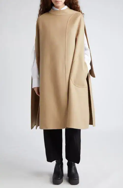 Stella Mccartney Double Face Wool Cape In 2745 - New Camel - 40